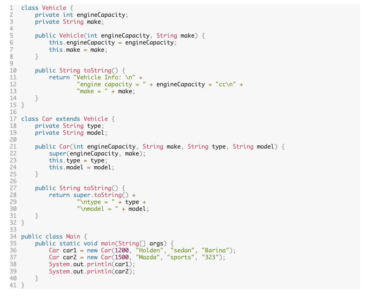 Solved private int engineCapacity; private String make; | Chegg.com