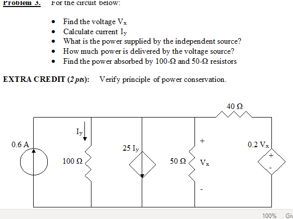 Solved Problem 3. For the circuit below: Find the voltage Vx | Chegg.com