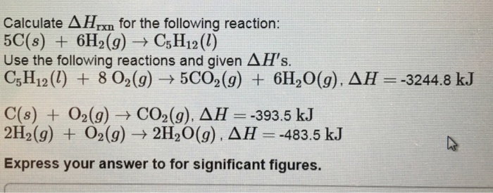 Solved Calculate delta H_rxm for the following reaction: | Chegg.com