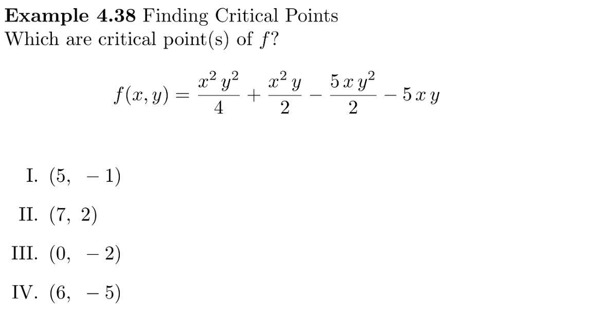 Solved Example 4.38 Finding Critical Points Which are | Chegg.com