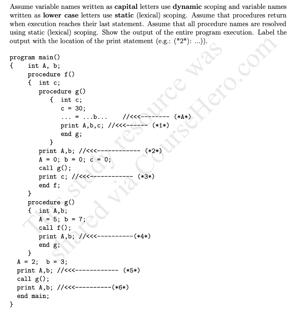 Solved Assume variable names written as capital letters use | Chegg.com