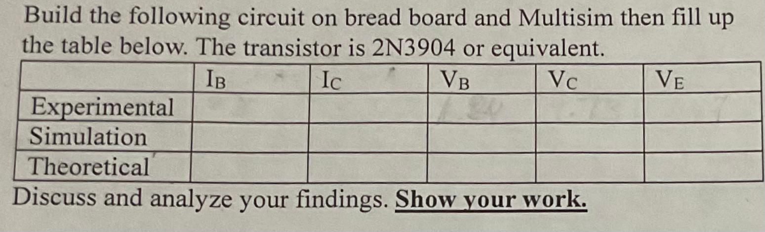 Build the following circuit on bread board and | Chegg.com