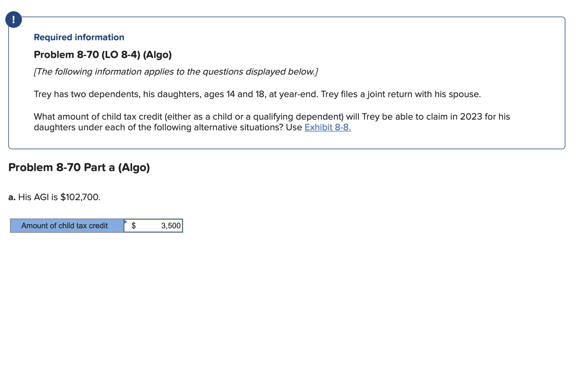 Solved Required information Problem 8-70 (LO 8-4) (Algo) | Chegg.com