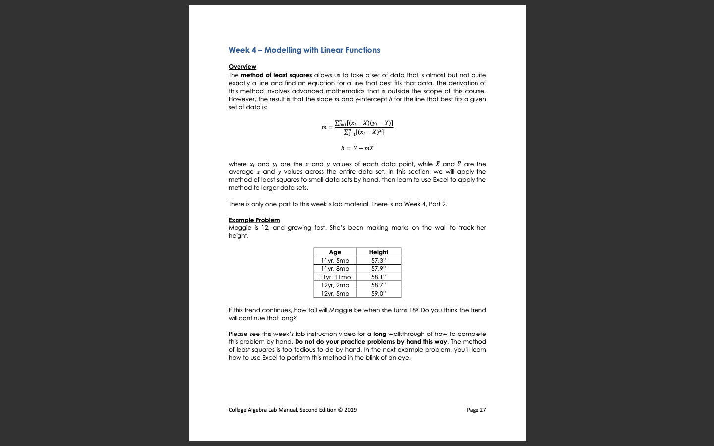 Solved Week 4 Modelling With Linear Functions Overview The 