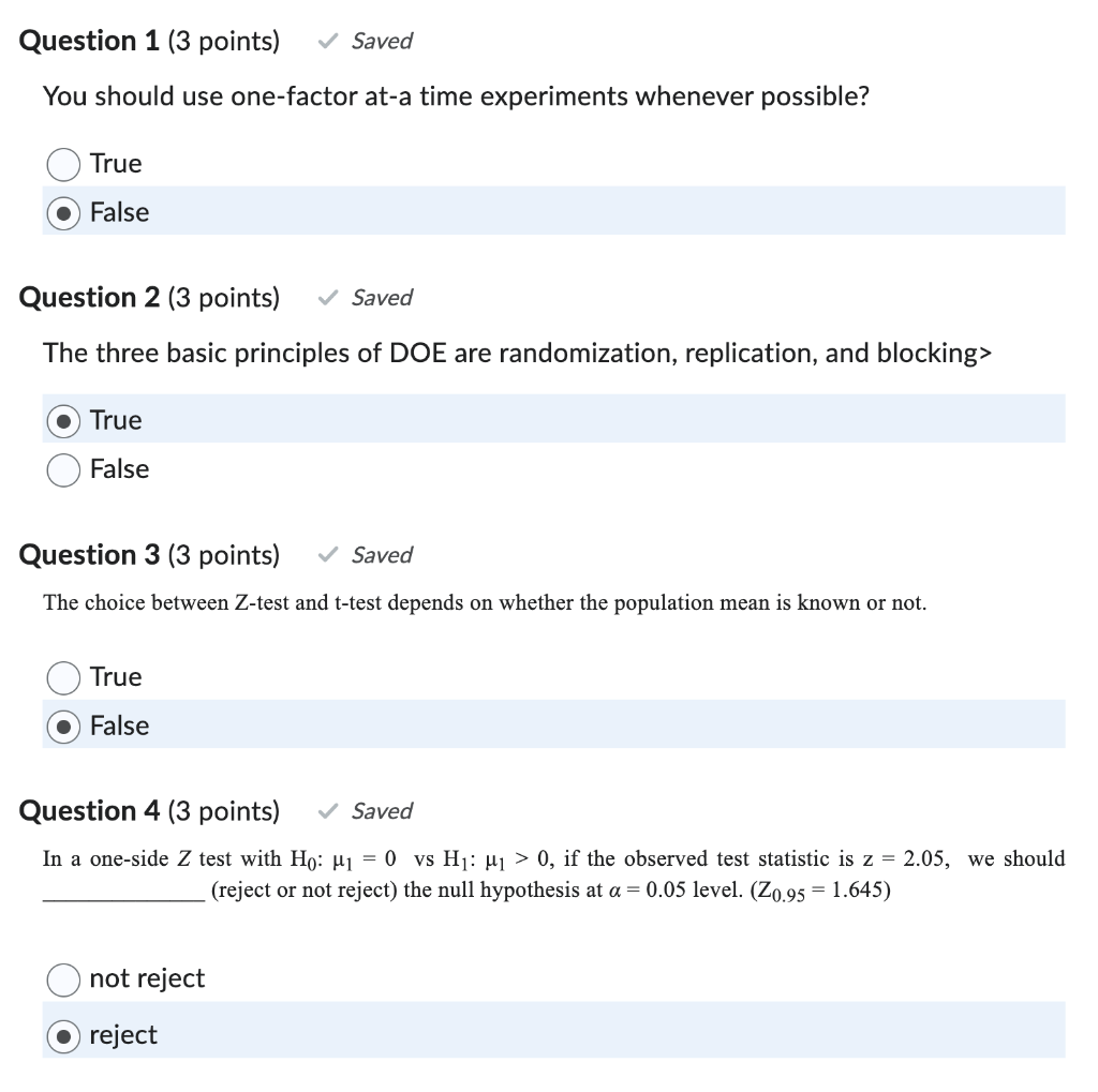 Solved You should use one-factor at-a time experiments | Chegg.com