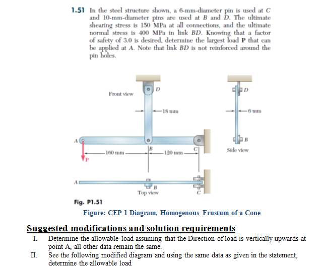 Solved 1.51 In the steel structure shown, a 6-mm-diameter | Chegg.com