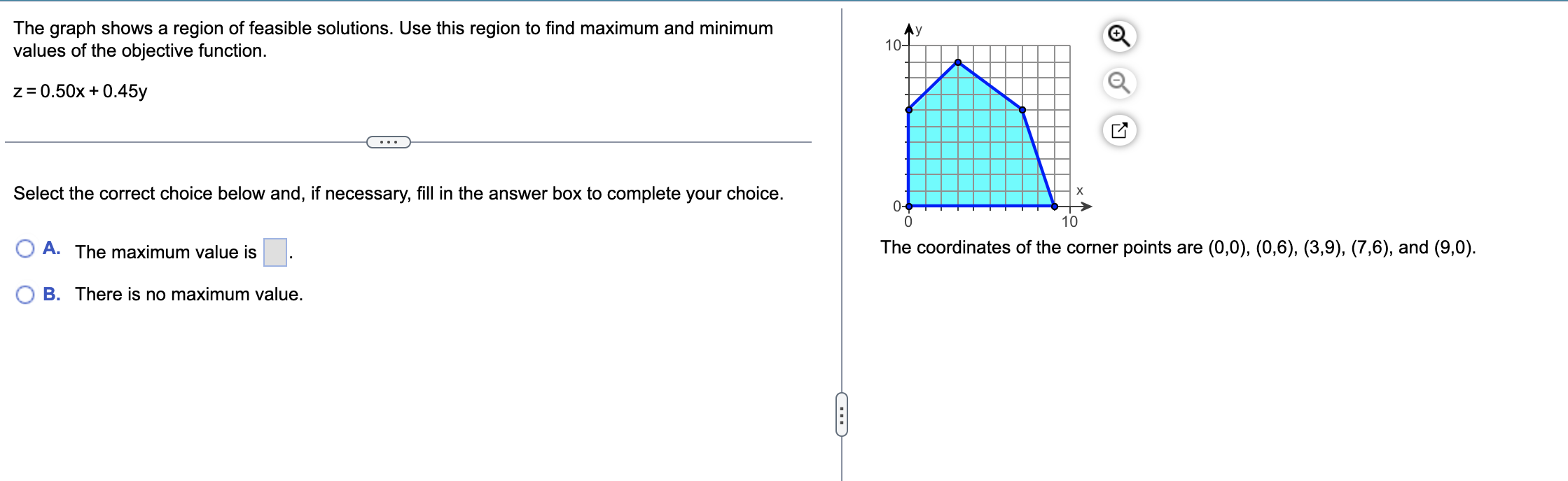 Solved The graph shows a region of feasible solutions. Use | Chegg.com