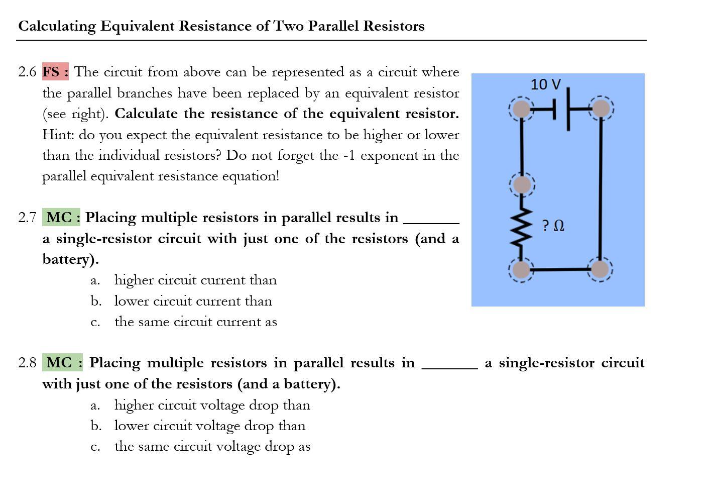 Solved Calculating Equivalent Resistance of Two Parallel | Chegg.com