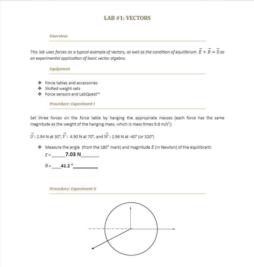 Solved LAB #1: VECTORS Overview This lab uses forces as a | Chegg.com