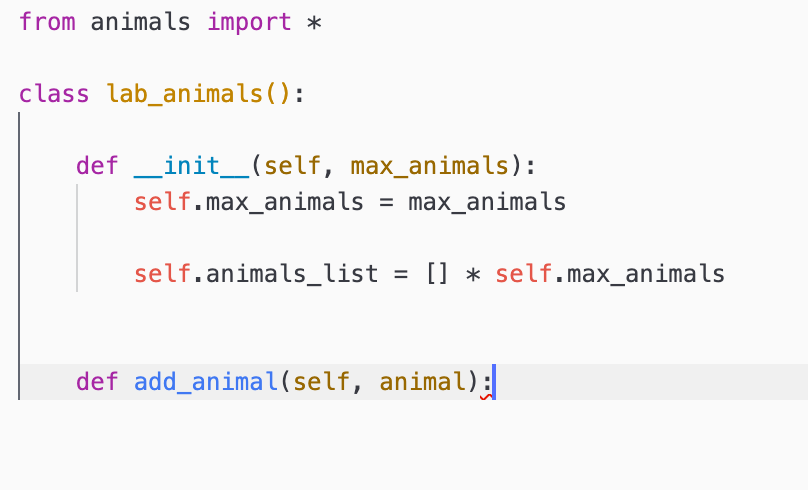 Solved I have created a Python file called animals.py this | Chegg.com