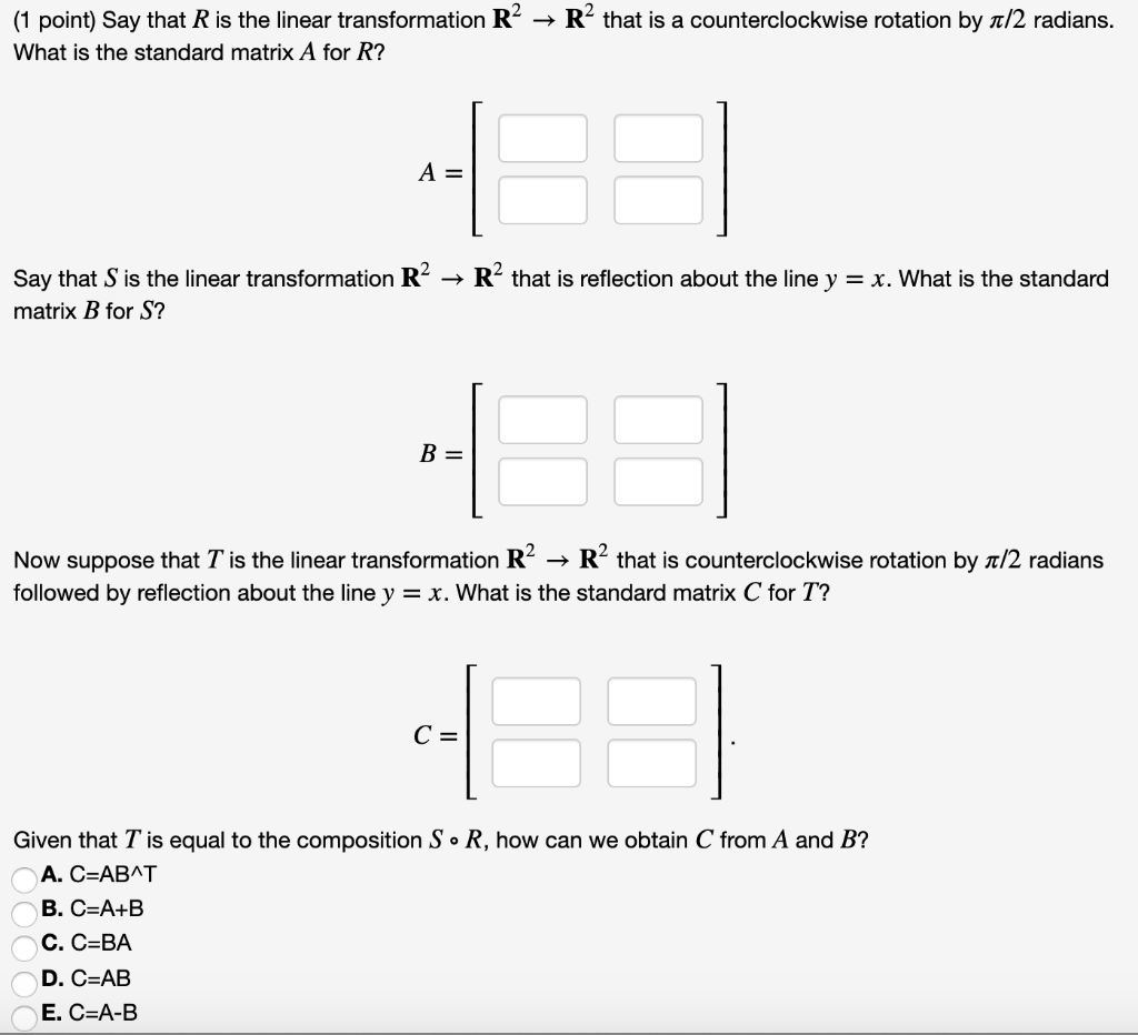 Solved R2 that is a counterclockwise rotation by n/2 | Chegg.com