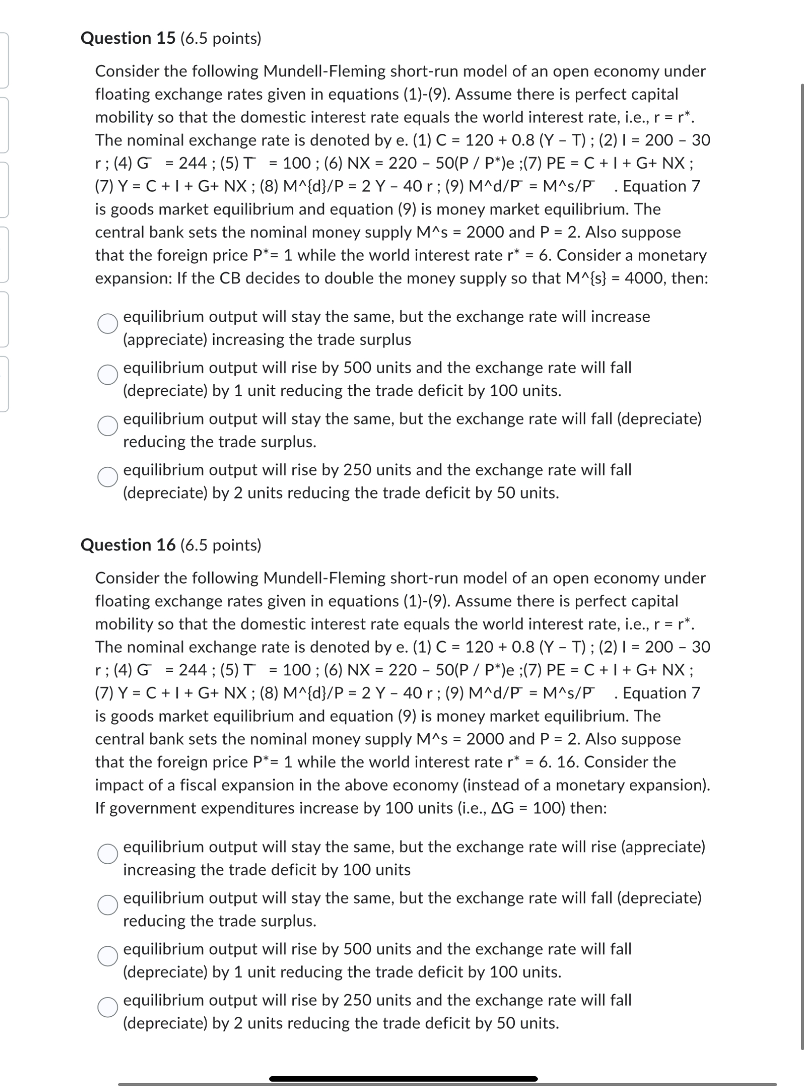Solved Question 15 (6.5 ﻿points)Consider the following | Chegg.com