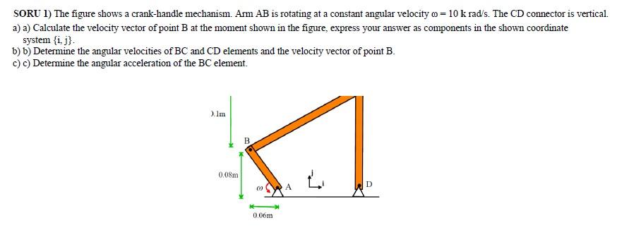 Solved SORU 1) The figure shows a crank-handle mechanism. | Chegg.com