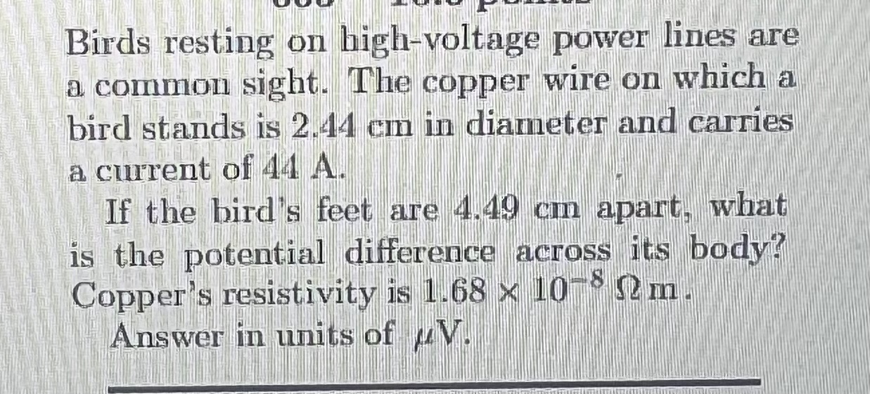 Solved Birds resting on high-voltage power lines are a | Chegg.com