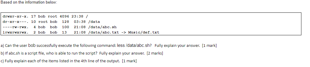 Solved Based on the information below: 128 drwxr-xr-x. 17 | Chegg.com