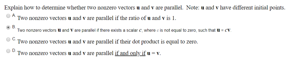 Solved Explain how to determine whether two nonzero vectors | Chegg.com