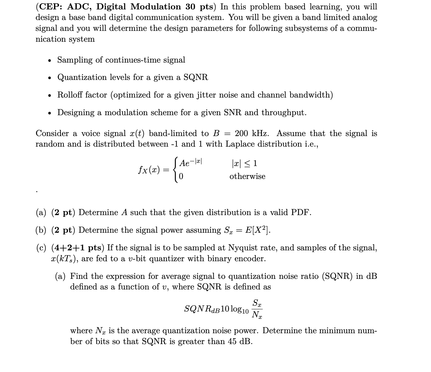 Solved (CEP: ADC, Digital Modulation 30 pts) In this problem | Chegg.com