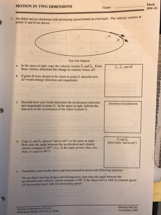 Solved MOTION IN TWO DIMENSIONS Mech HW-19 Name An object | Chegg.com