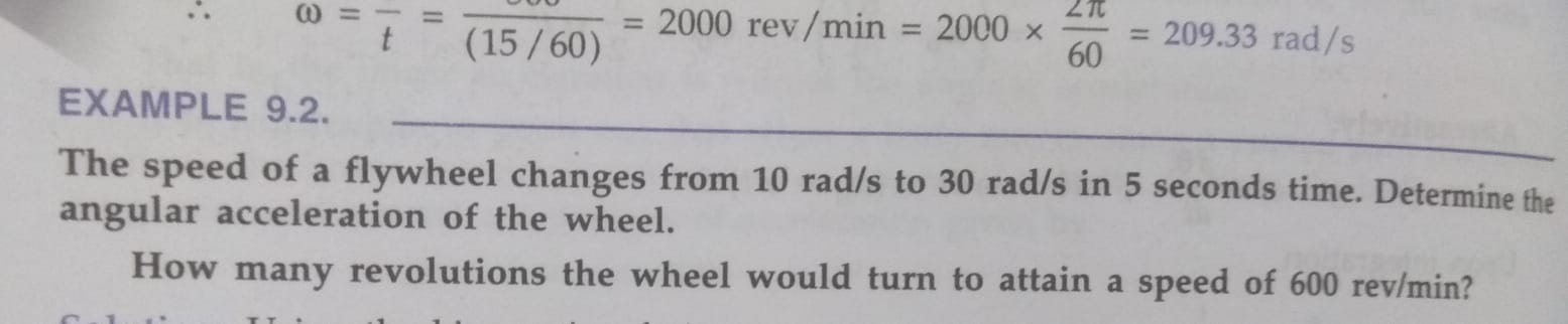 Solved EXAMPLE 9.2.The speed of a flywheel changes from | Chegg.com
