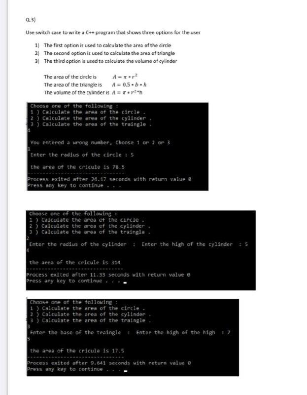 Solved 03 Use Switch Case To Write A C Program That 1169