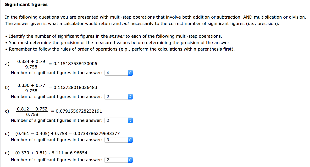 Solved Significant figures In the following questions you | Chegg.com