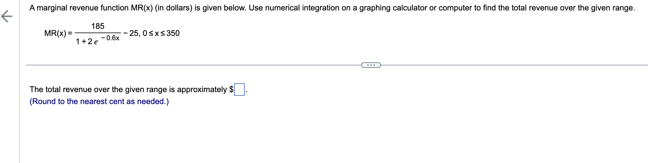 Solved A marginal revenue function MR(x ) (in dollars) is | Chegg.com