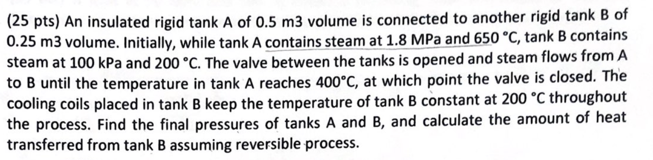 Solved (25 pts) An insulated rigid tank A of 0.5 m3 volume | Chegg.com