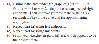 Solved 5. (a) Estimate the area under the graph of f(x)=1+x2 | Chegg.com