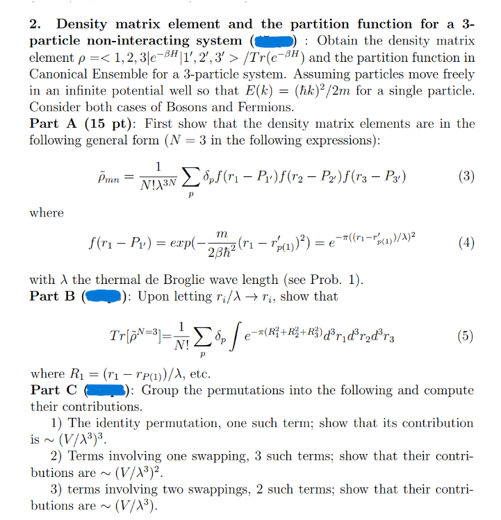 Solved 2. Density matrix element and the partition function | Chegg.com