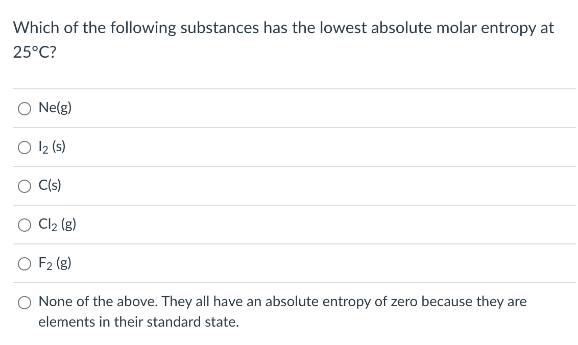 Solved Which of the following substances has the lowest | Chegg.com