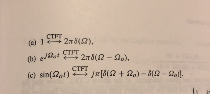 Solved 5.15 Verify the following CTFT pairs: CTFT 2πδ(Ω), | Chegg.com