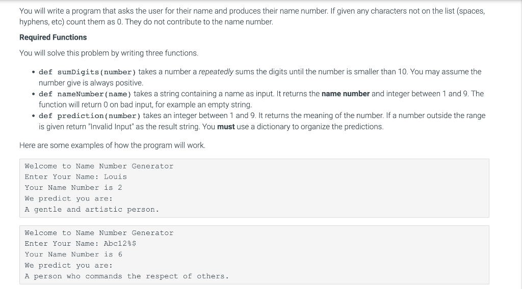 Solved In Numerology, every name has a number between 1 and | Chegg.com