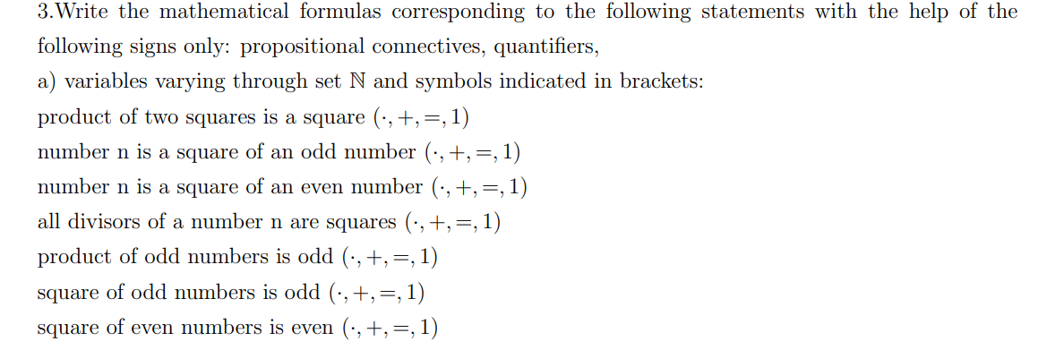 Solved 3.Write the mathematical formulas corresponding to | Chegg.com