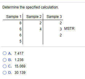 Solved Determine the specified calculation. Sample 1 8 6 | Chegg.com