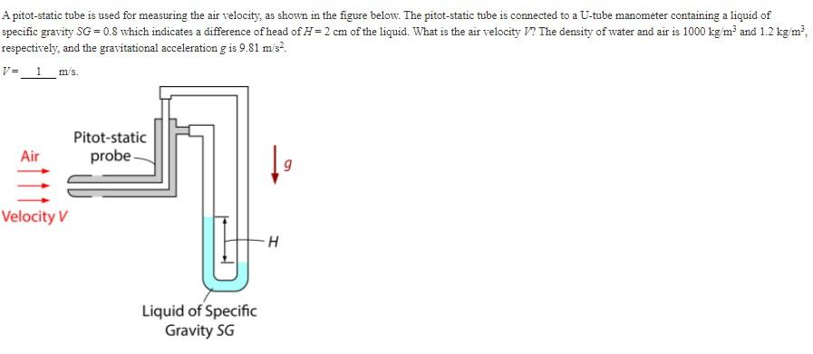 Solved A pitot-static tube is used for measuring the air | Chegg.com