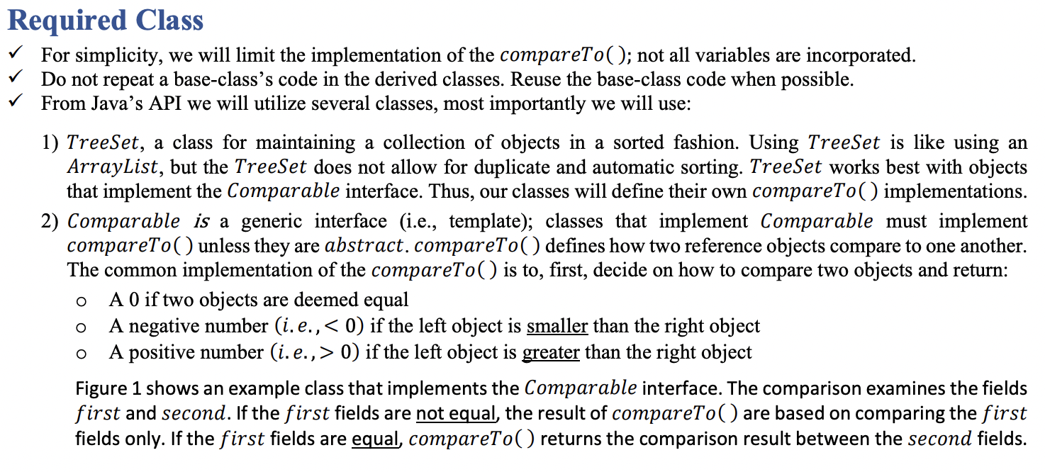 Figures public class MyClass implements Comparable { | Chegg.com