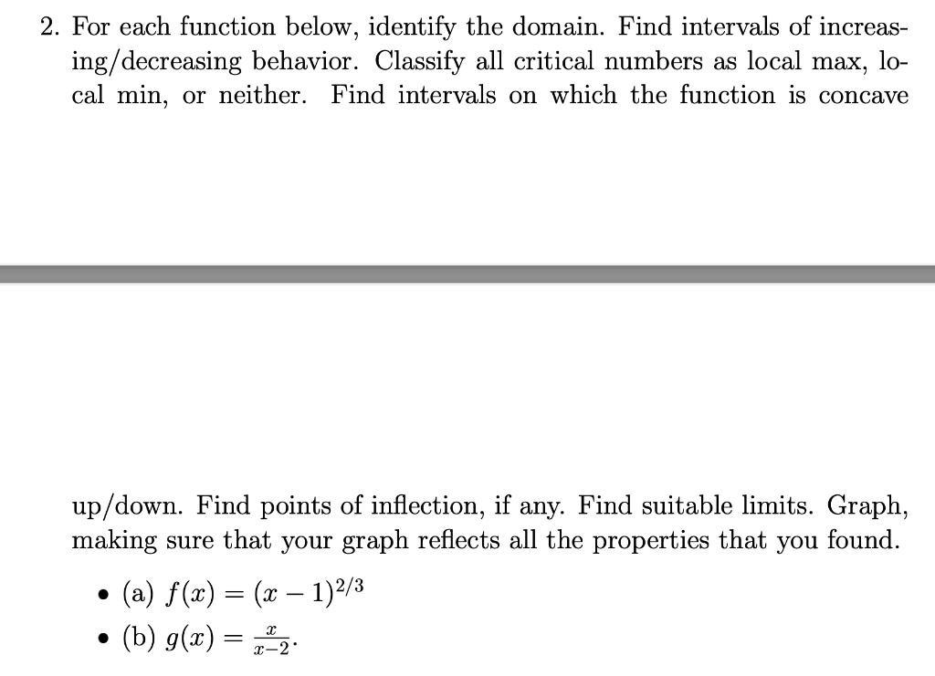 Solved 2. For each function below, identify the domain. Find | Chegg.com