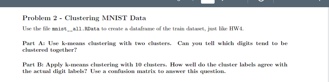Problem 2 - Clustering MNIST Data Use the file | Chegg.com