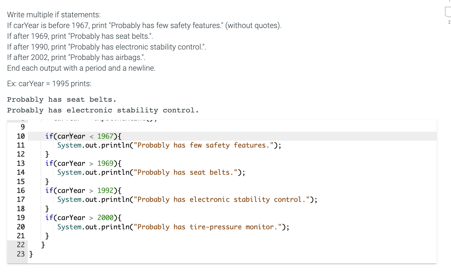 Solved Write Multiple If Statements If CarYear Is Before Chegg