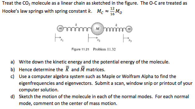Solved Treat the CO2 molecule as a linear chain as sketched | Chegg.com