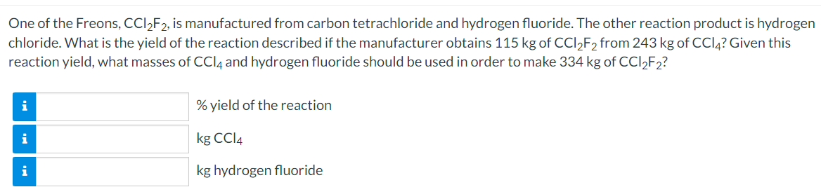 Solved One of the Freons, CCl2F2, is manufactured from | Chegg.com