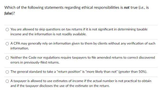 Solved Which of the following statements regarding ethical | Chegg.com