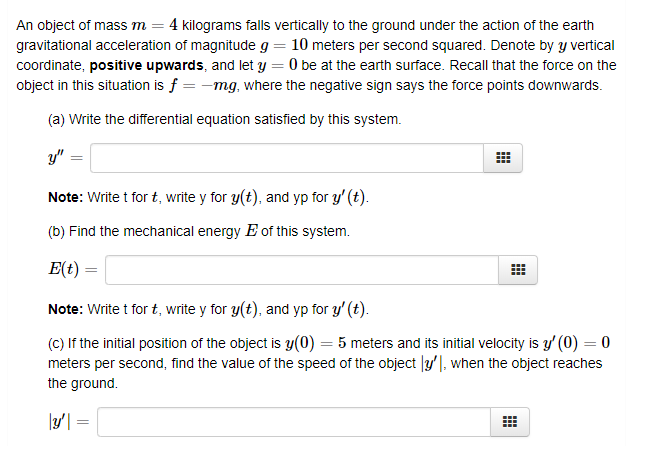 Solved An Object Of Mass M 4 Kilograms Falls Vertically To