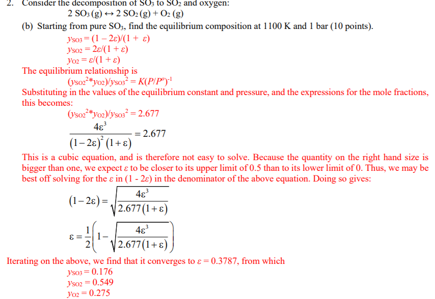 Solved 2. Consider the decomposition of SO3 to SO2 and | Chegg.com