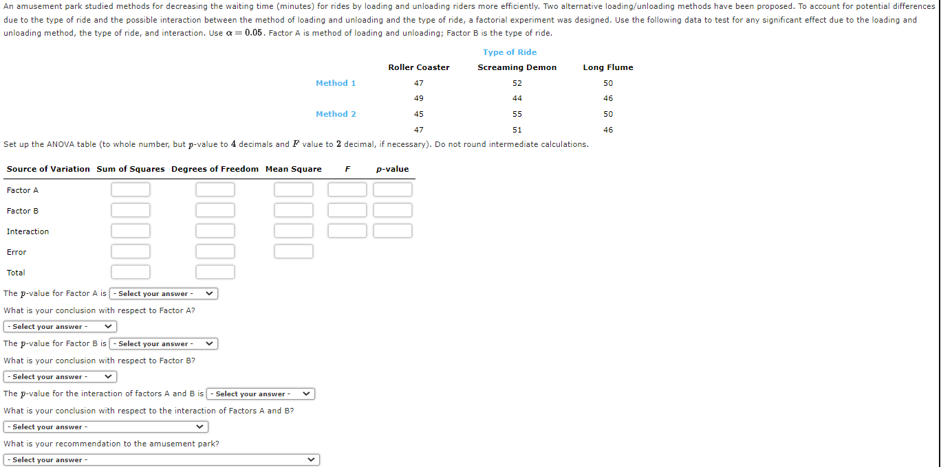 unloading method, the type of ride, and interaction. | Chegg.com