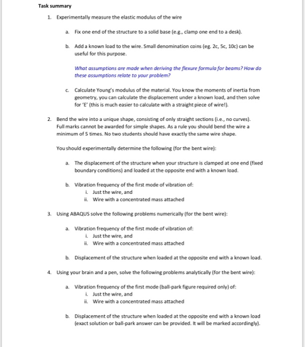 Project 1: Structural responses of an arbitrary wire | Chegg.com