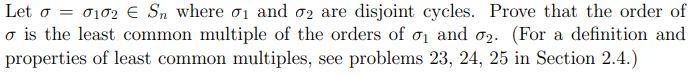 Solved Let o = 0102 € Sn where oi and O2 are disjoint | Chegg.com
