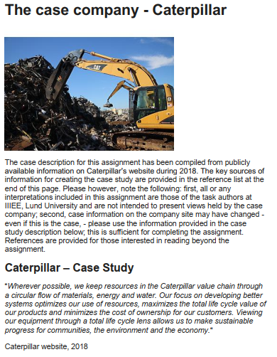 The case company - Caterpillar The case description | Chegg.com