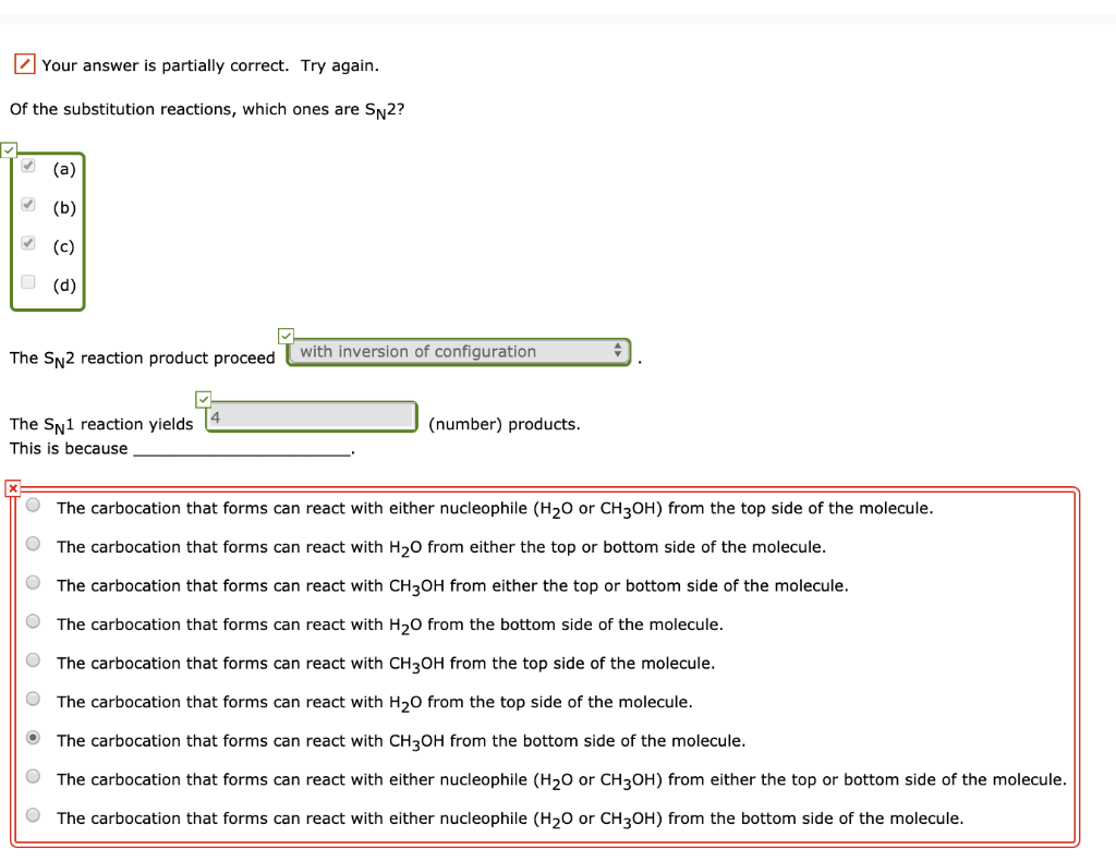 Solved * Incorrect. Choose all of the correct products of | Chegg.com