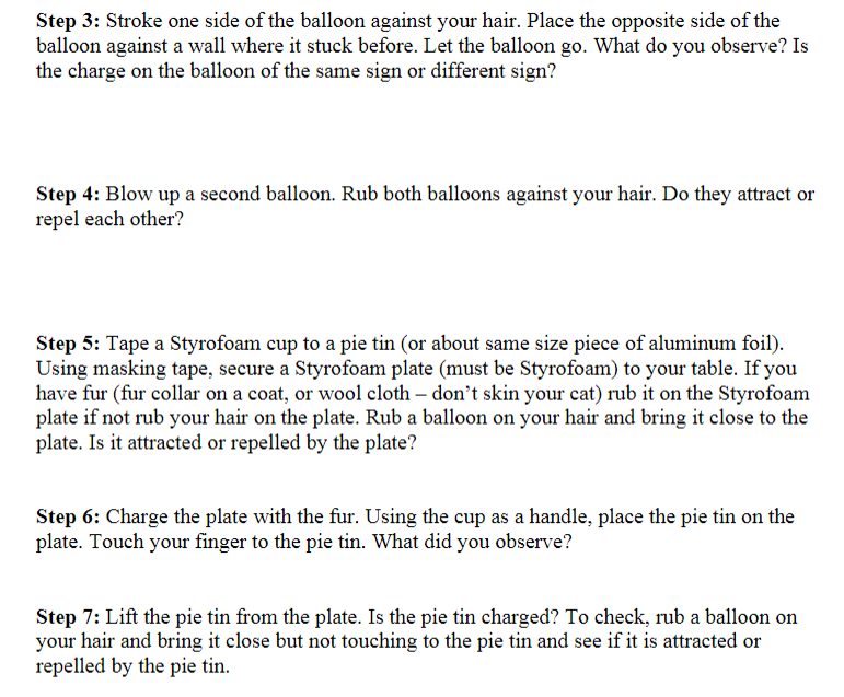 Solved Procedure: Step 1: Blow up a balloon. Vigorously | Chegg.com